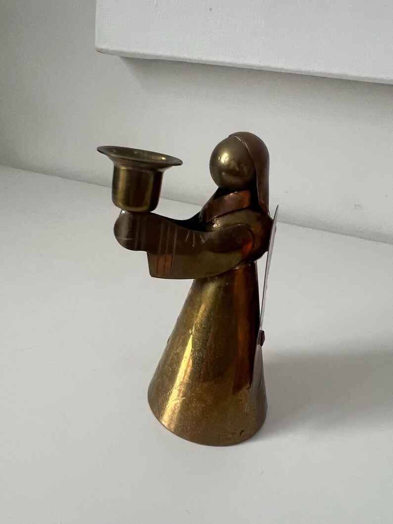 Vintage MCM Brass and Copper Angel Candle Holder - Etsy