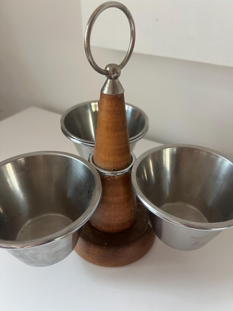 Vintage Rostfritt Stal Mid Century Condiment Caddy or Snack Spinner ...
