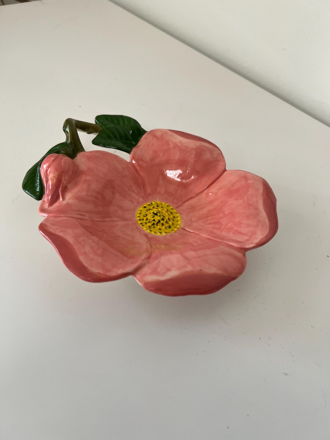 Vintage Ceramic Majolica Hibiscus Flower Bowl Dish by Holland Mold; 50s ...