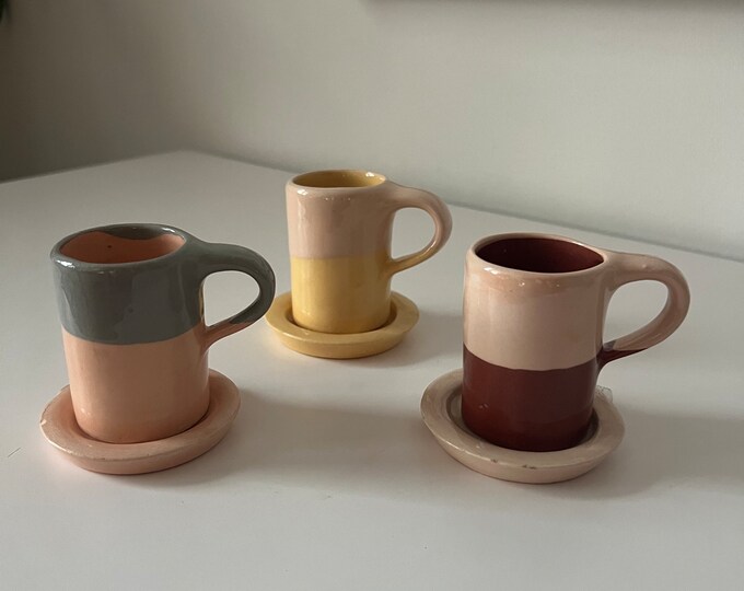 Unique Vintage Espresso Cups Mugs and Saucers Set of 3 - Etsy