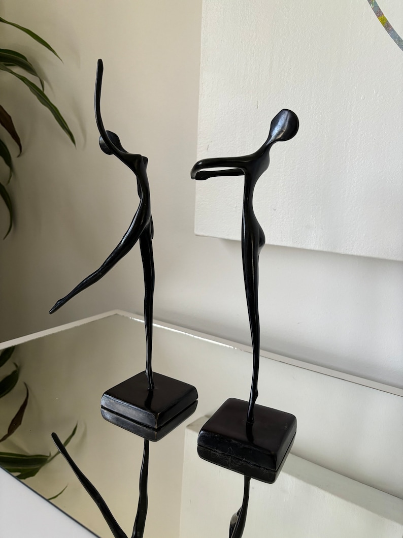 Pair of Vintage Bodrul Khalique Dancing Woman Bronze Sculptures Ballet ...