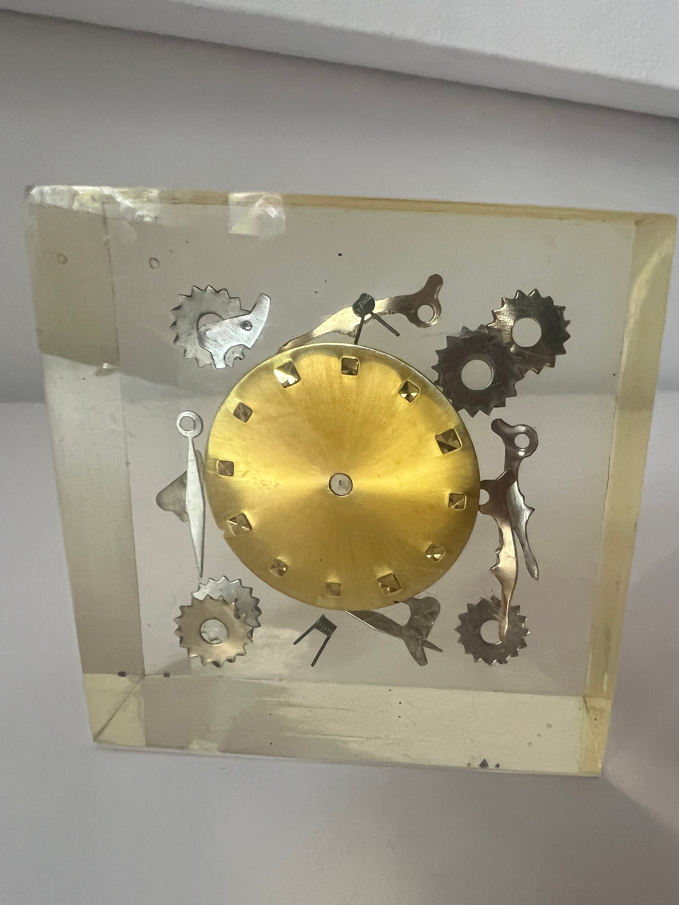 Vintage Lucite Cube Pocket Watch Paperweight Exploded Rare Mid-century ...