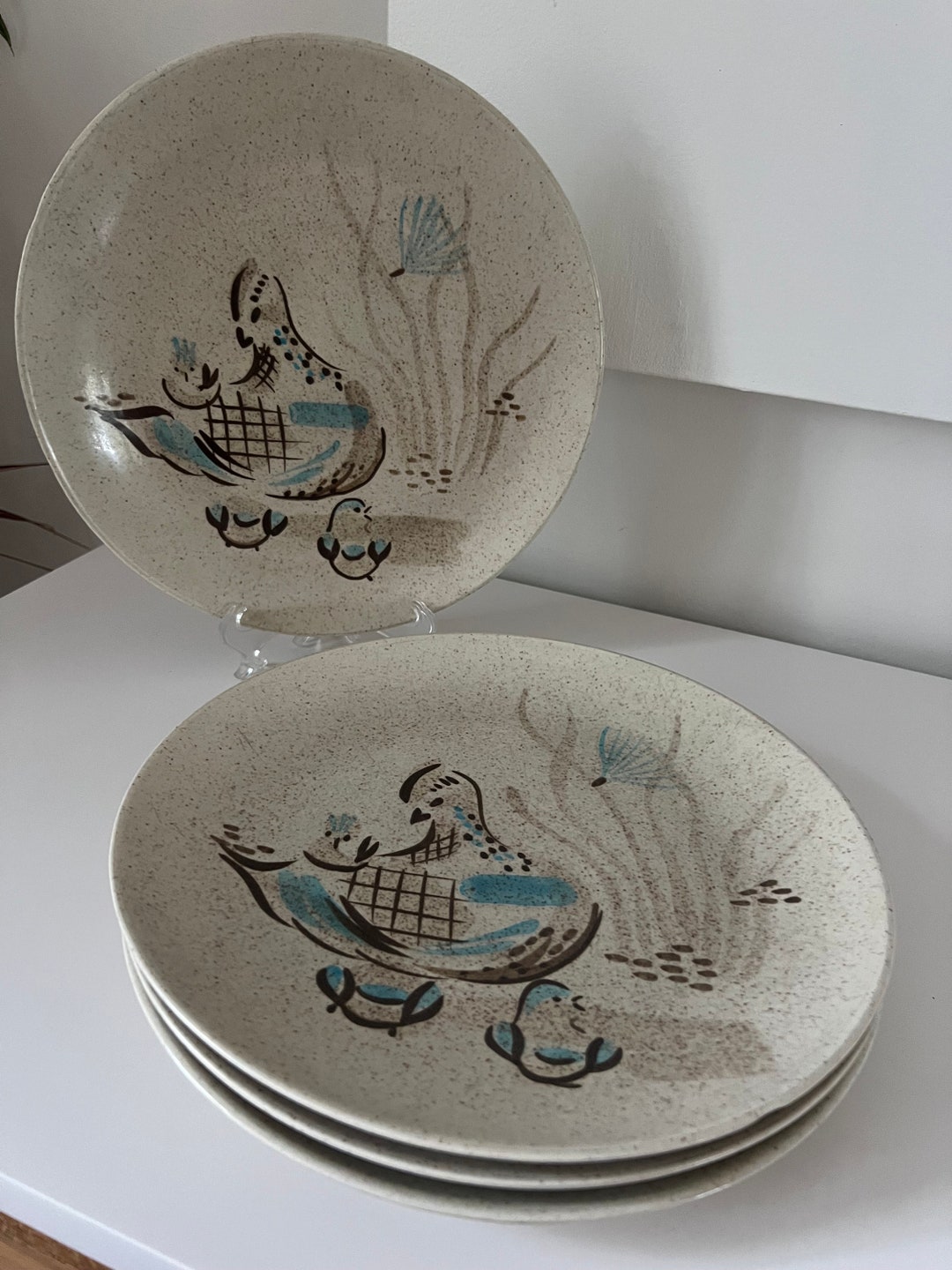 Incedibly Rare Vintage Red Wing "bob White" Dinner Plates | Set of 4 ...