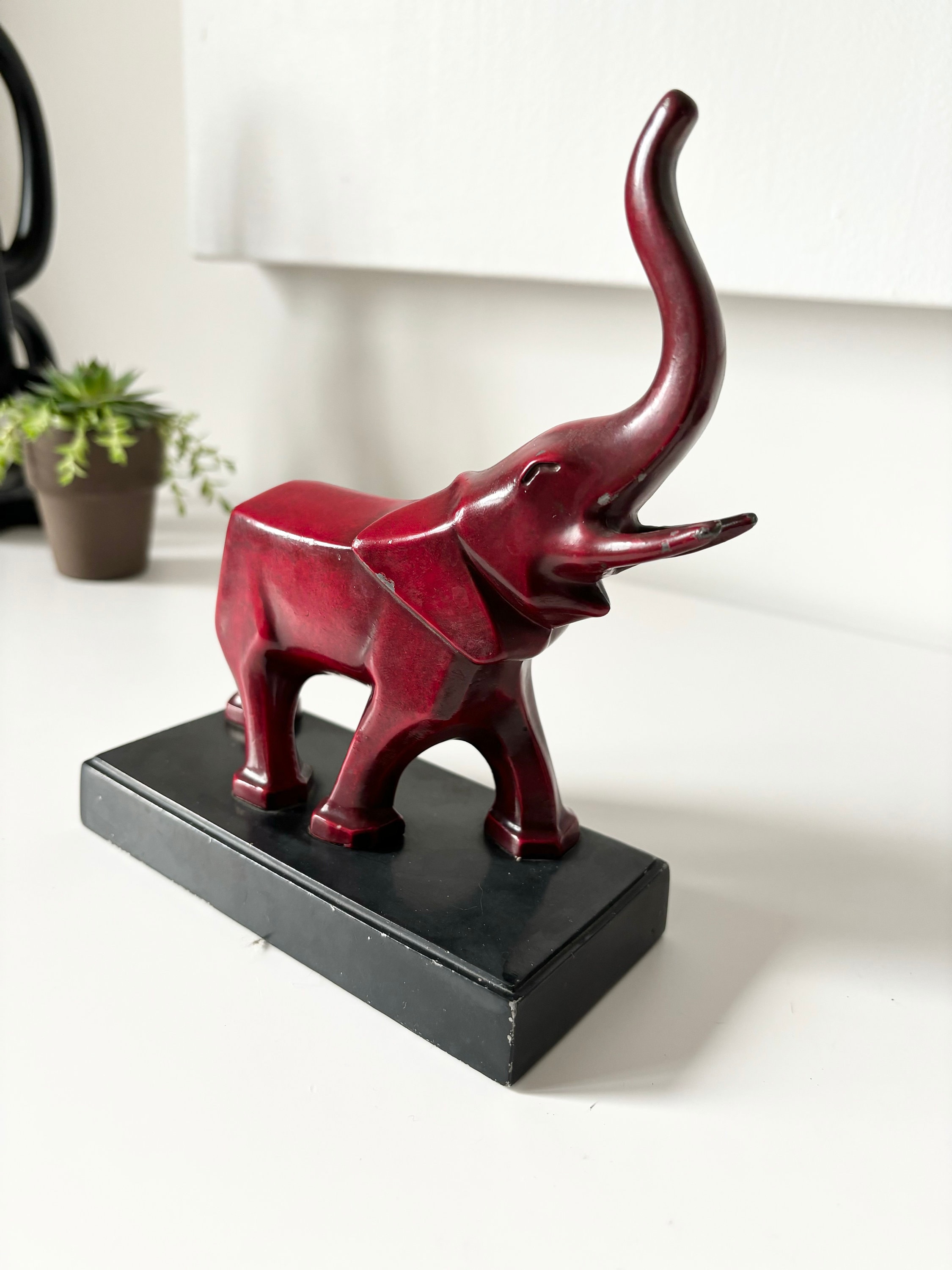 Stunning Vintage Deep Red Elephant Art Figure - Etsy