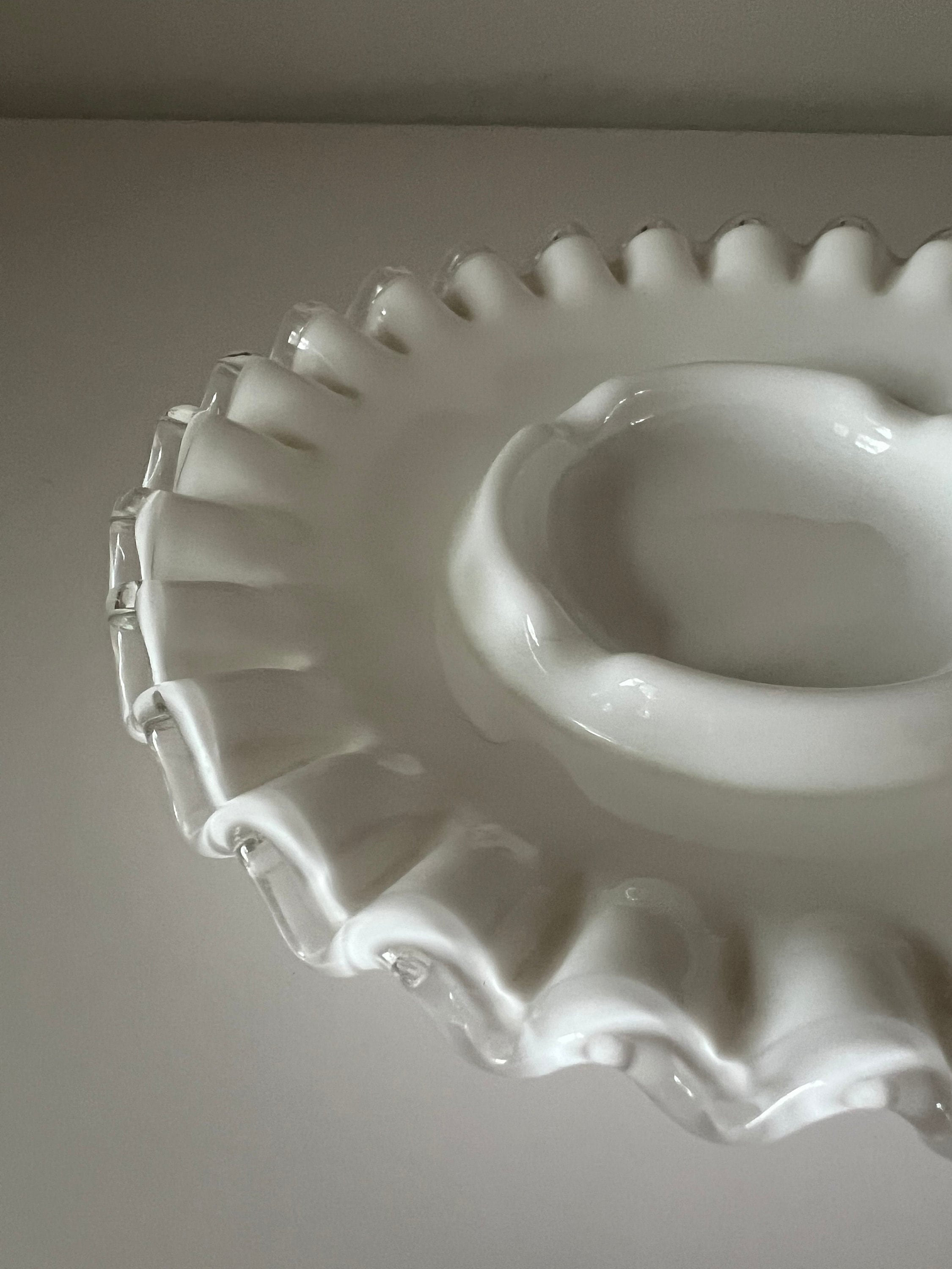 Vintage Fenton Silver Crest Milk Glass Ashtray Vintage | Trinjey Dish ...