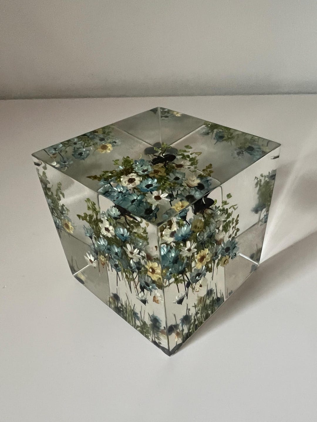 Vintage Botanical Paperweight Cube in the Style of Paul Stankard | 2.5 ...