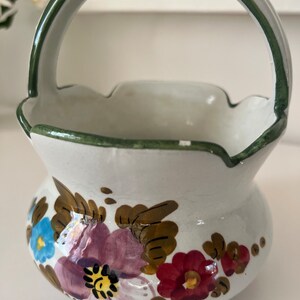 Ceramic Basket Made in Italy Floral Easter Basket Vintage Hand Painted ...