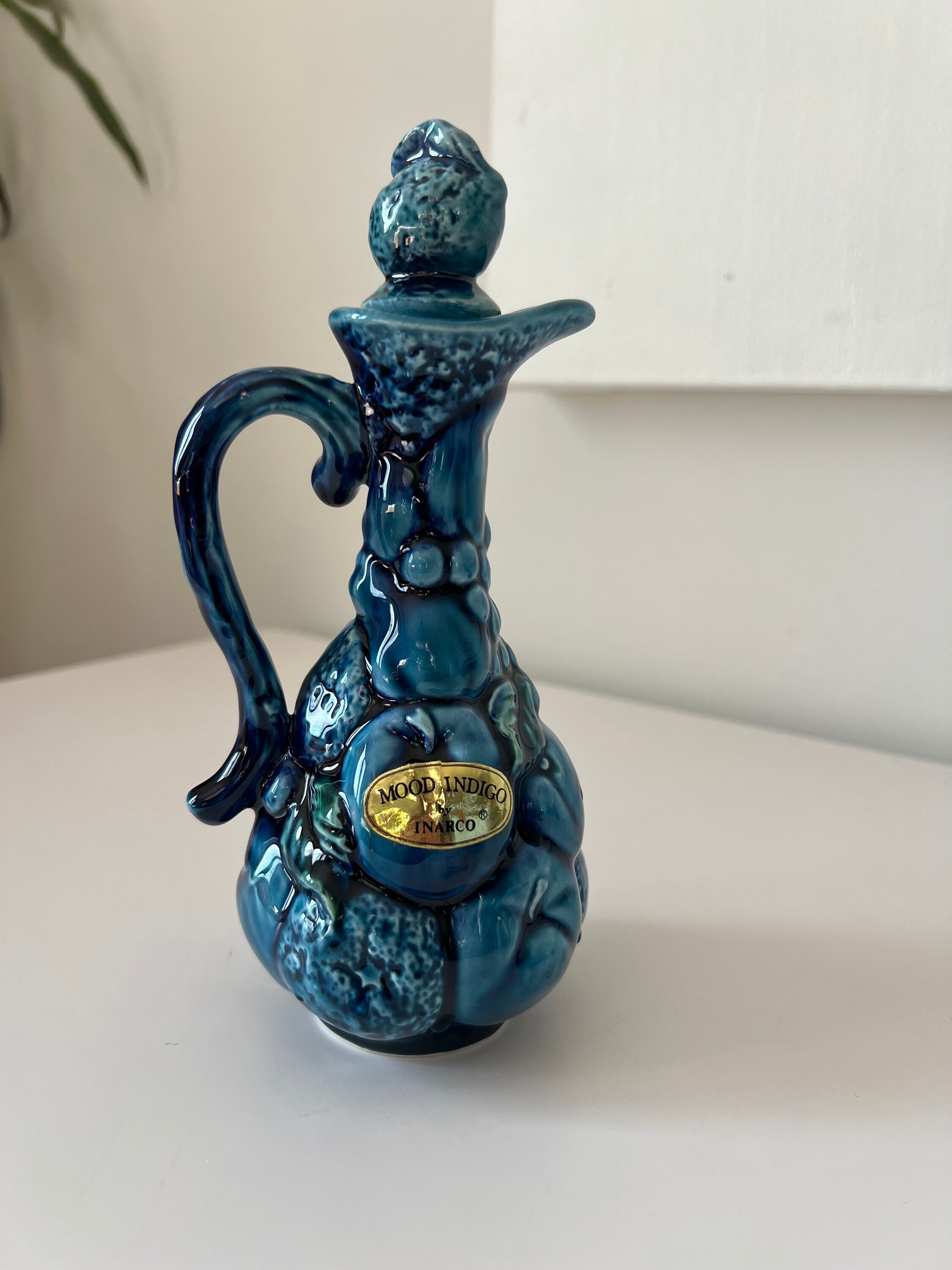 Vintage Inarco Blue Fruit Long Stem Decanter | Vase With Stopper - Etsy