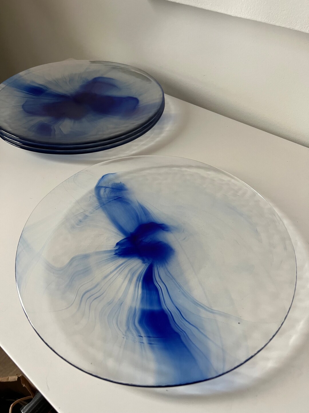 Bormioli Rocco Murano Cobalt Blue Swirl | Splash Clear Glass Dinner ...