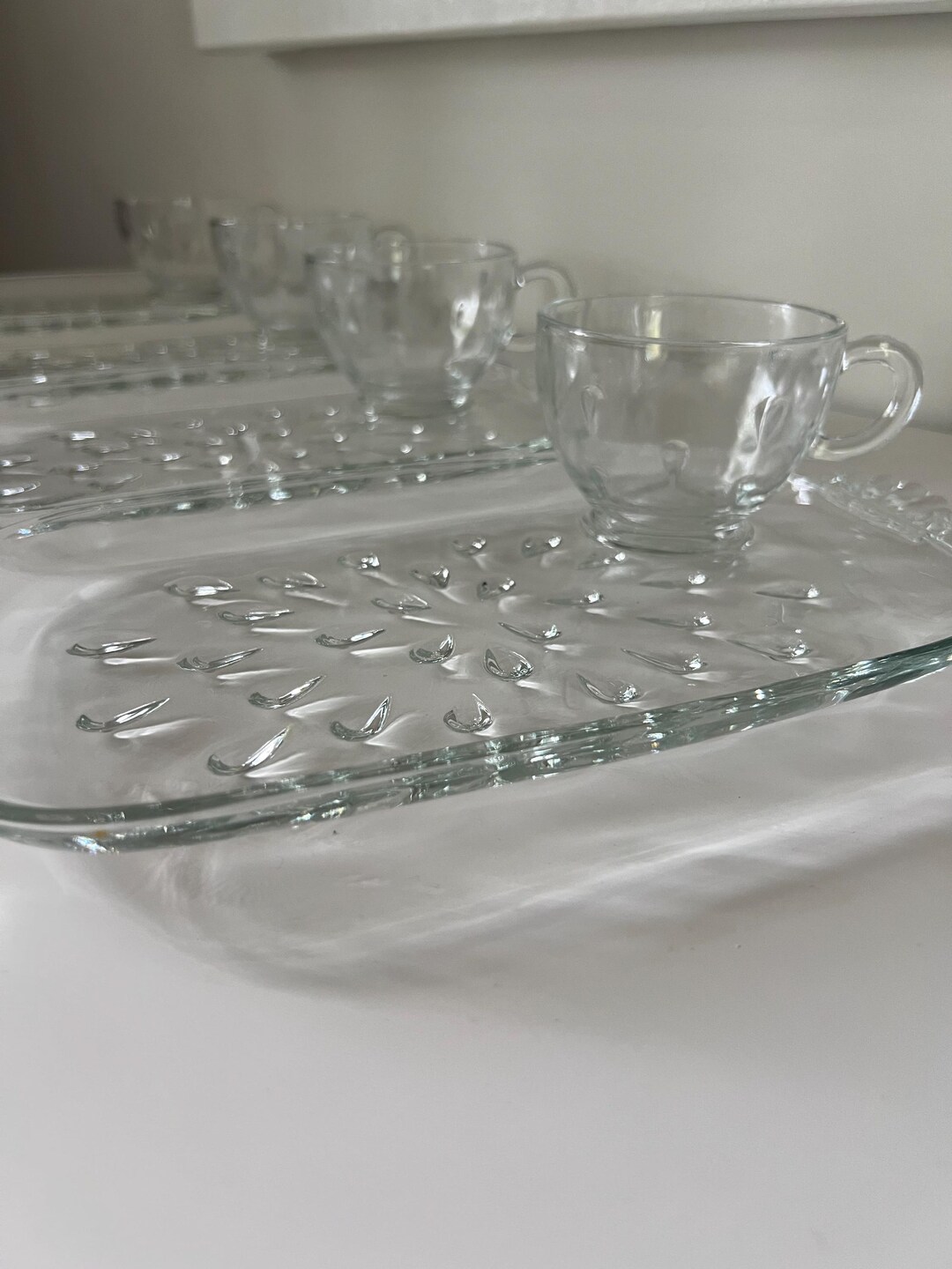 Vintage Tear Drop Hazel-atlas Glass Clear Original Luncheon Trays and ...