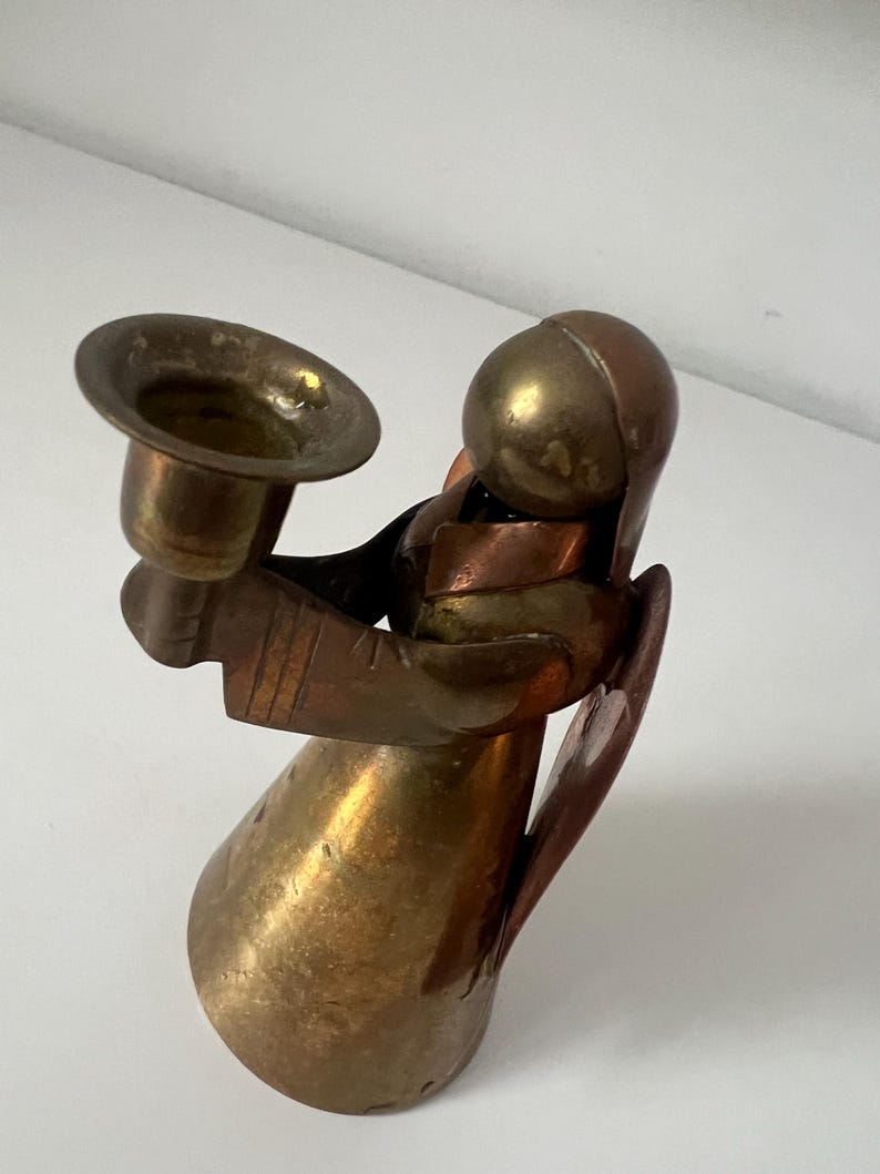Vintage MCM Brass and Copper Angel Candle Holder - Etsy