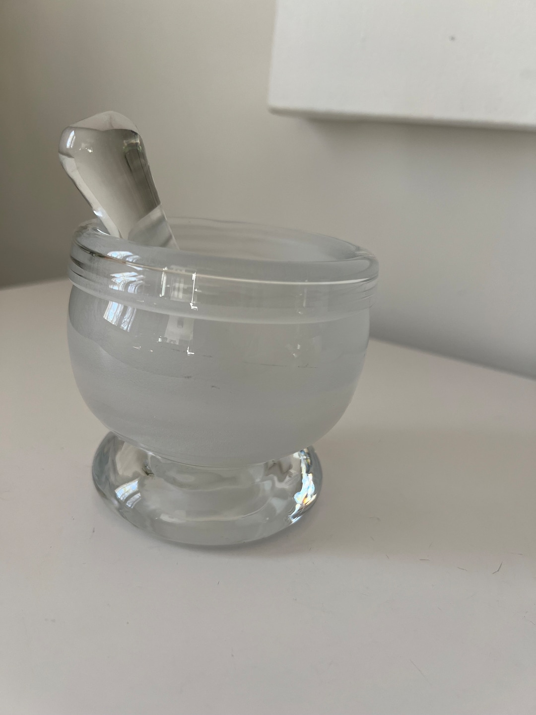 Vintage Frosted Oversized Glass Mortar and Pestle Set | Heavy - Etsy