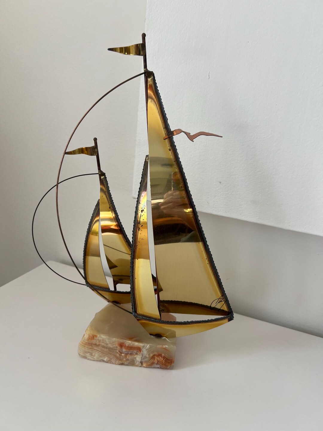 Mid Century Double Sail Mario Jason Designed Sailboat on Quartz Base - Etsy