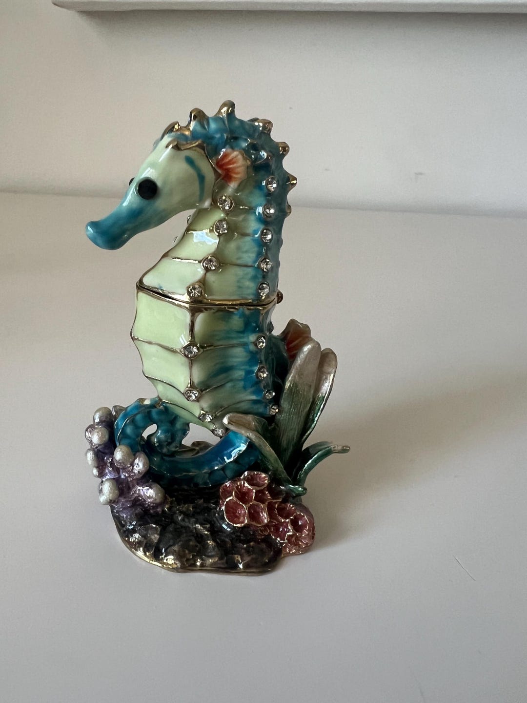 Vintage Jeweled Animal Trinket Pill Box – Enamel & Crystal Keepsake ...