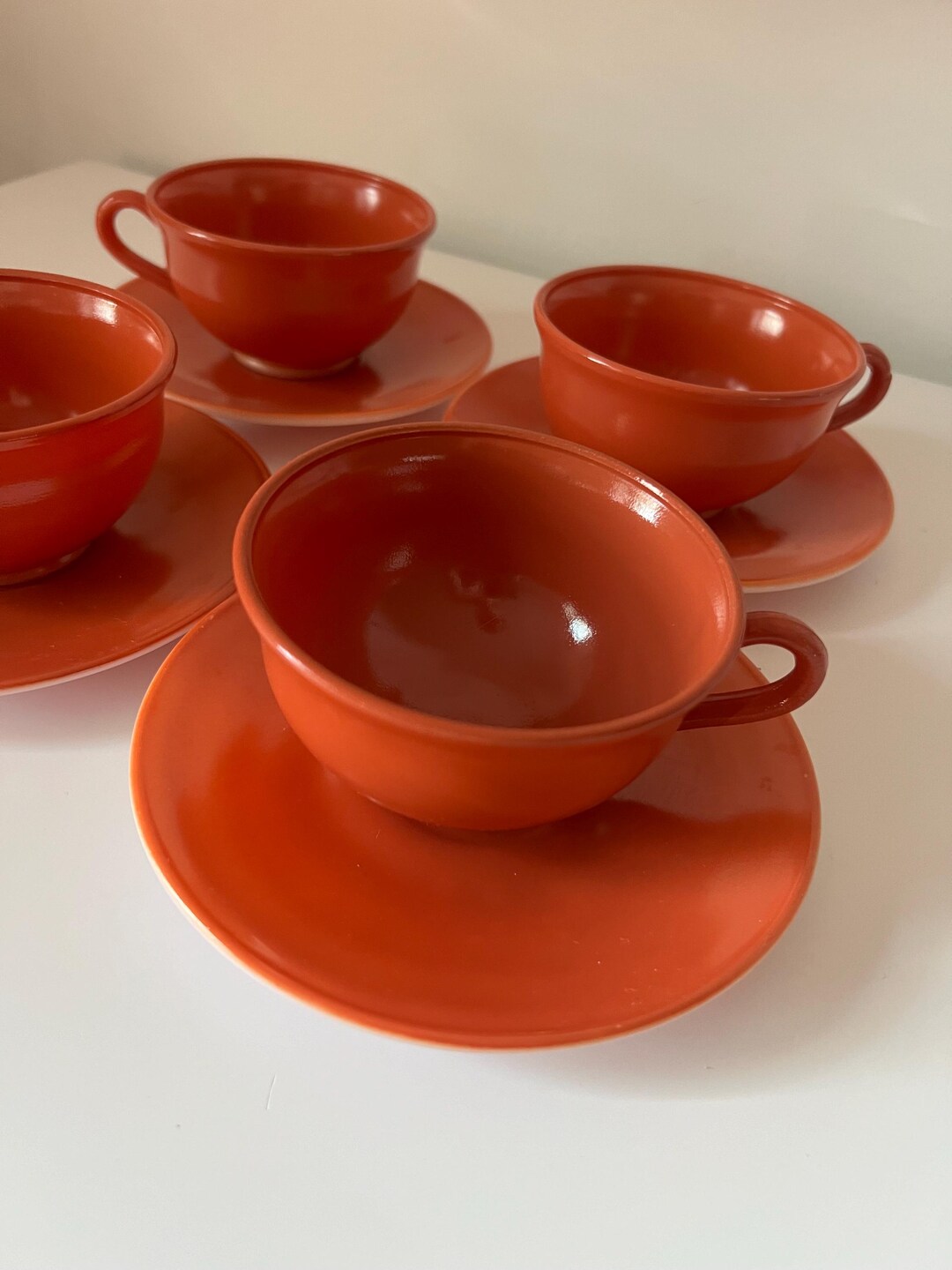 Vintage Hazel Atlas Tea Cup Mug and Saucer | Set of 4 - Etsy