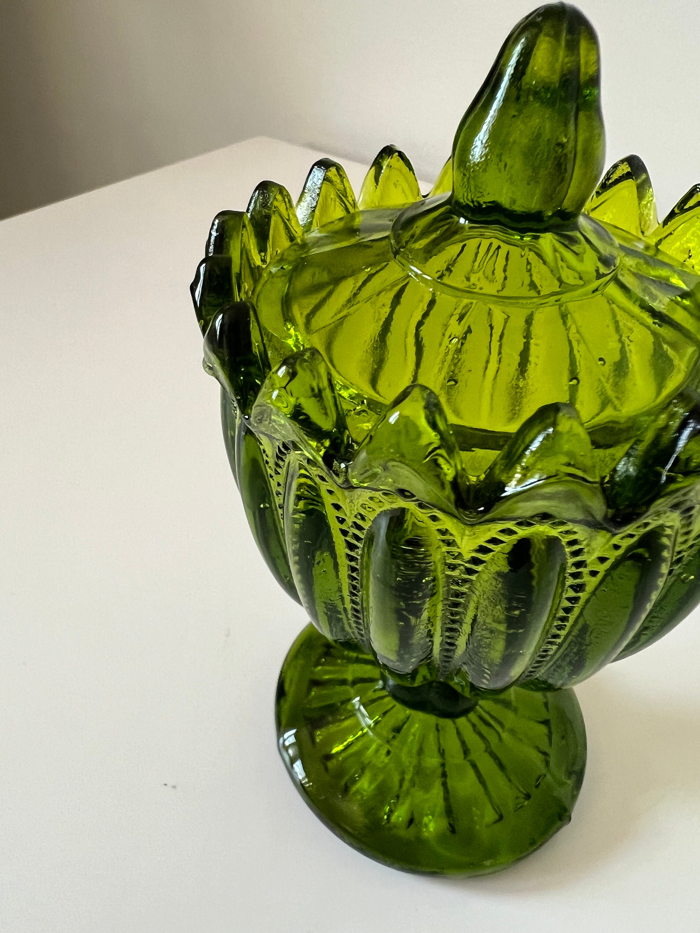 Rare Vintage Green Depression Glass Marmalade Jam Jar Condiment Jar ...