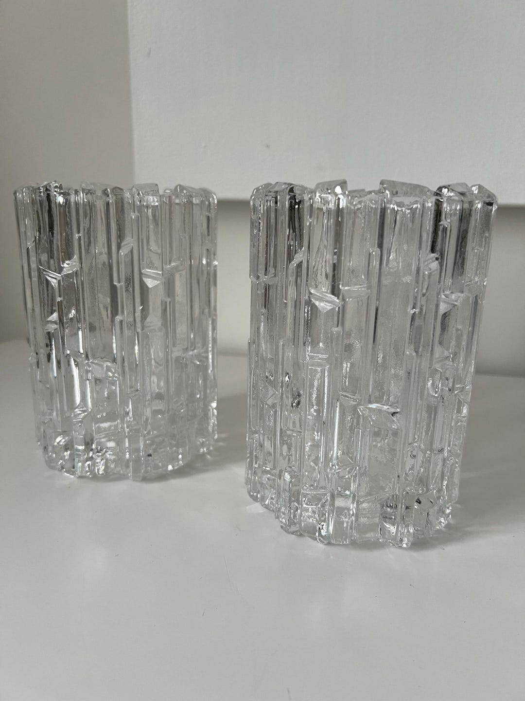 FRANTISEK VIZNER Maze Set/2 Vases - Czech Clear Glass 'maze' Vase by ...