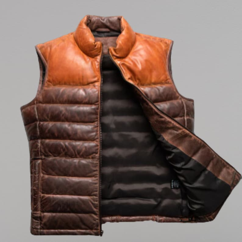 Men's Puffer Leather Vest - Quilted Jacket Sewing Pattern, Motorcycle ...