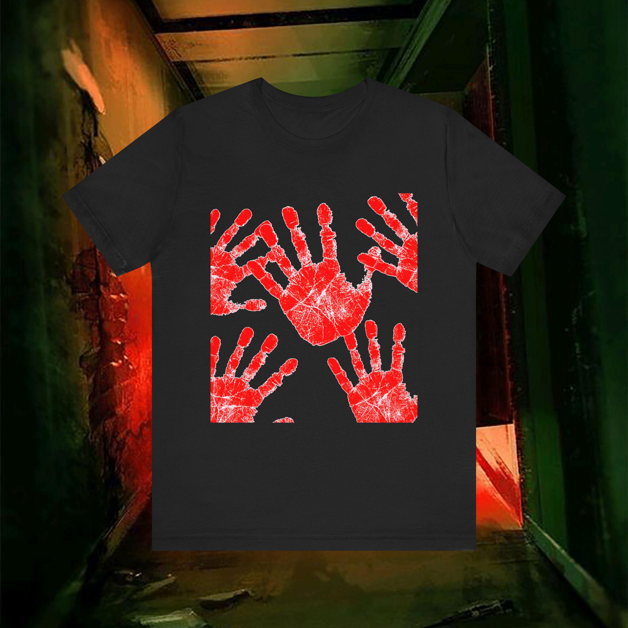 Creepy Blood-stained Handprints Tee Unisex Jersey Short Sleeve Tee ...