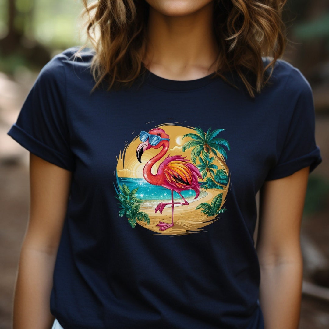 Tropical Flamingo Beach T-shirt: Summer Vacation Vibes - Etsy