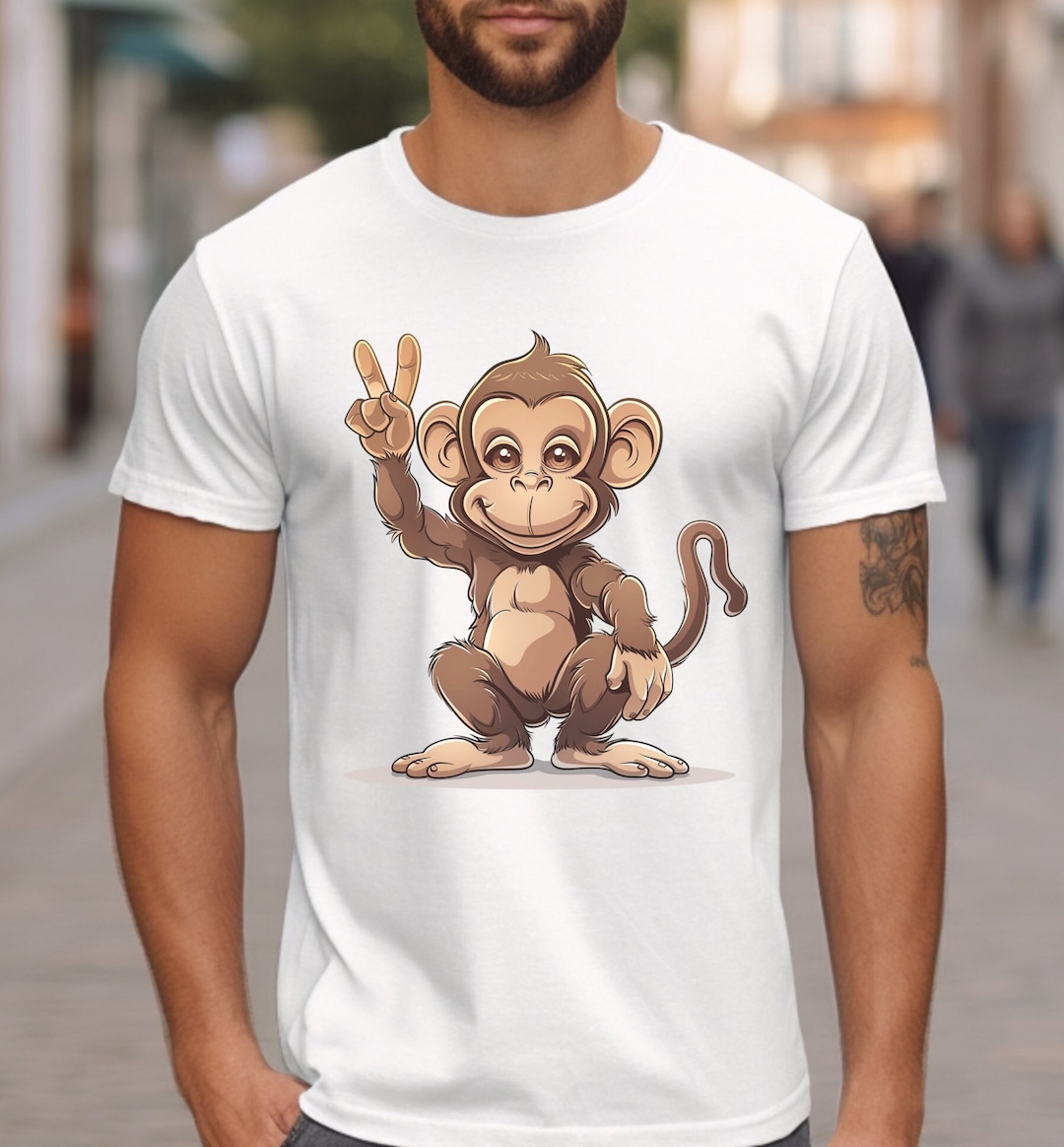 Peace Monkey T-shirt, Unisex Jersey Short Sleeve Tee - Etsy