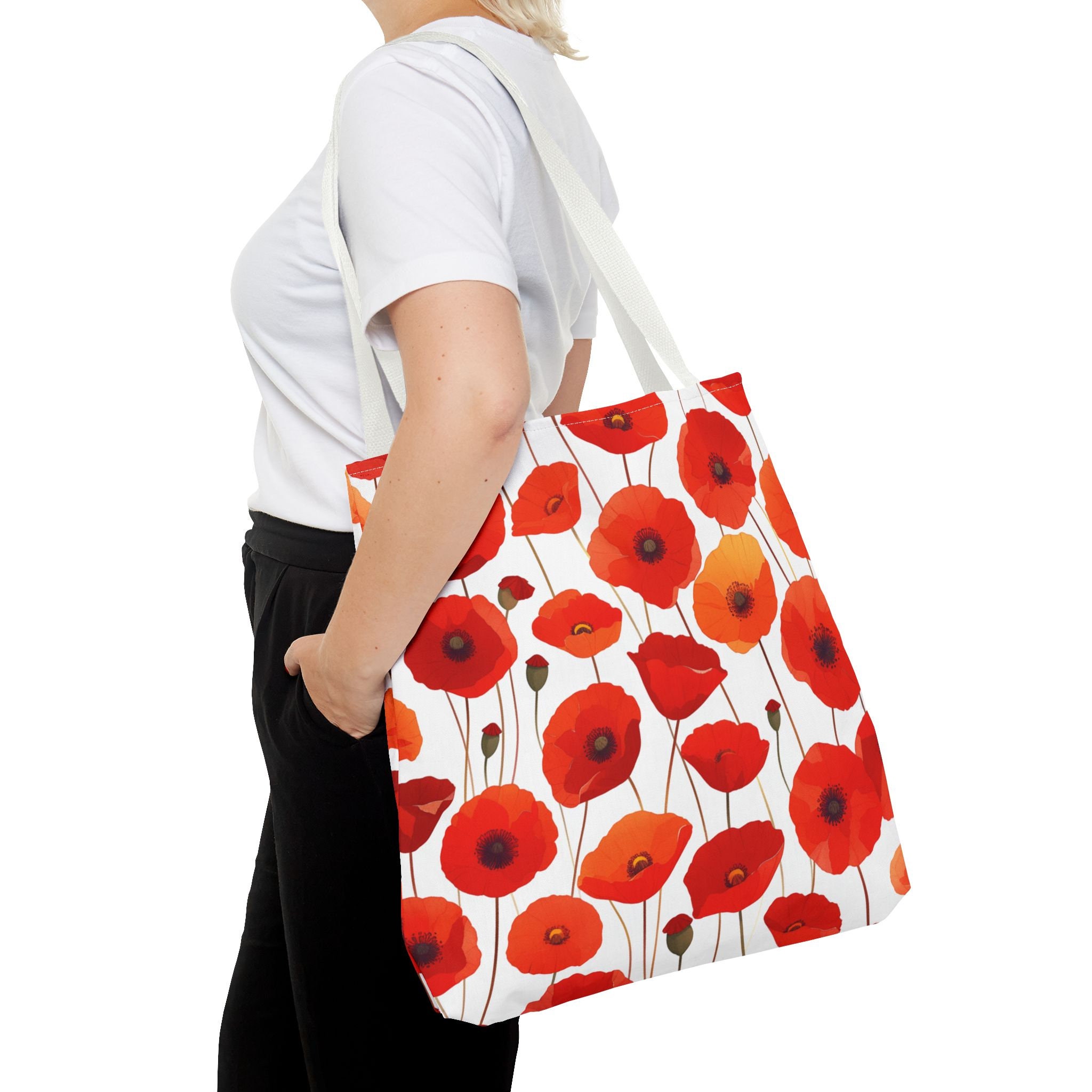 Red Poppy Floral Tote Bag: Elegant Carry-all, Gift for Women - Etsy