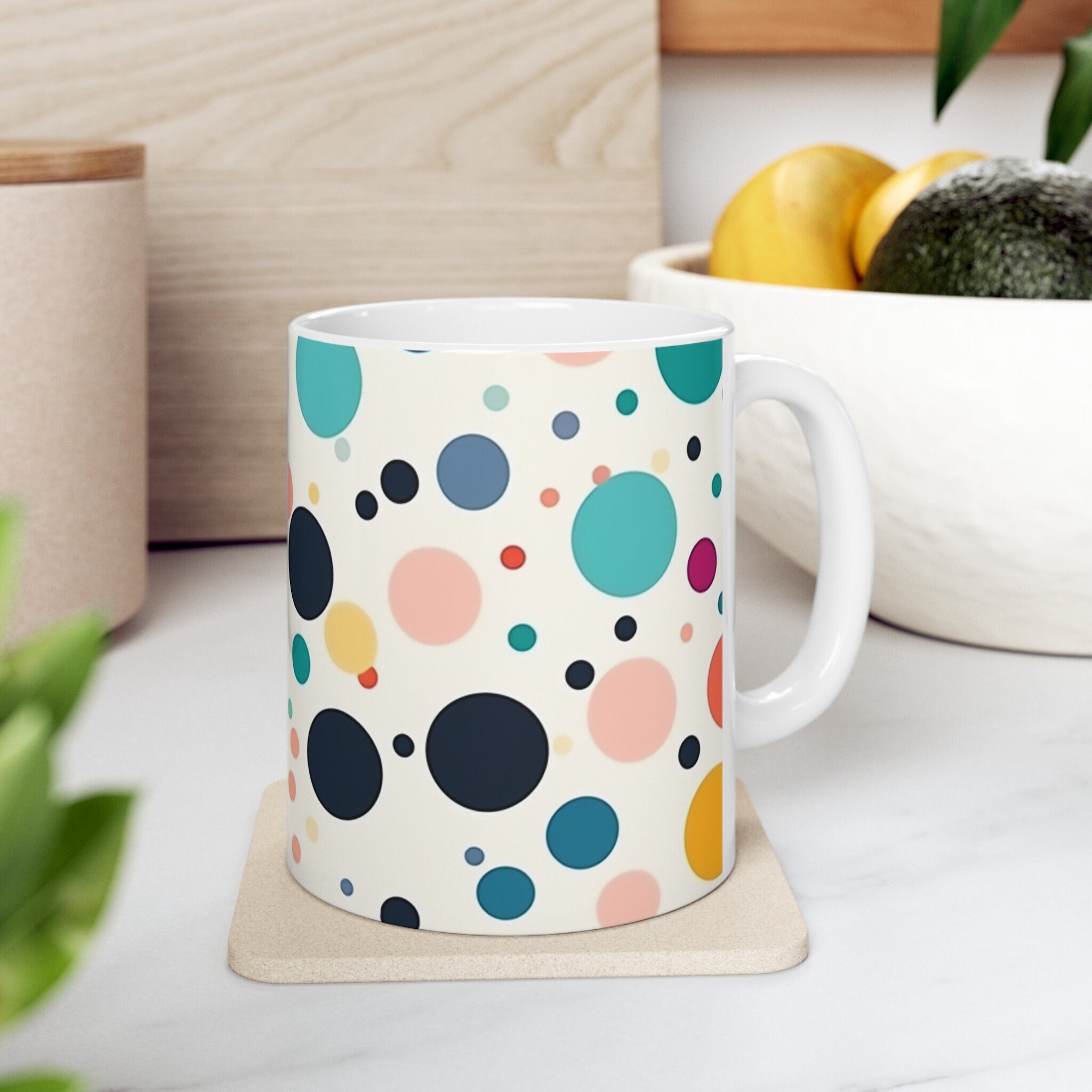 Circles Ceramic Mug Modern Circles Coffee Mug Circle Design Mug - Etsy