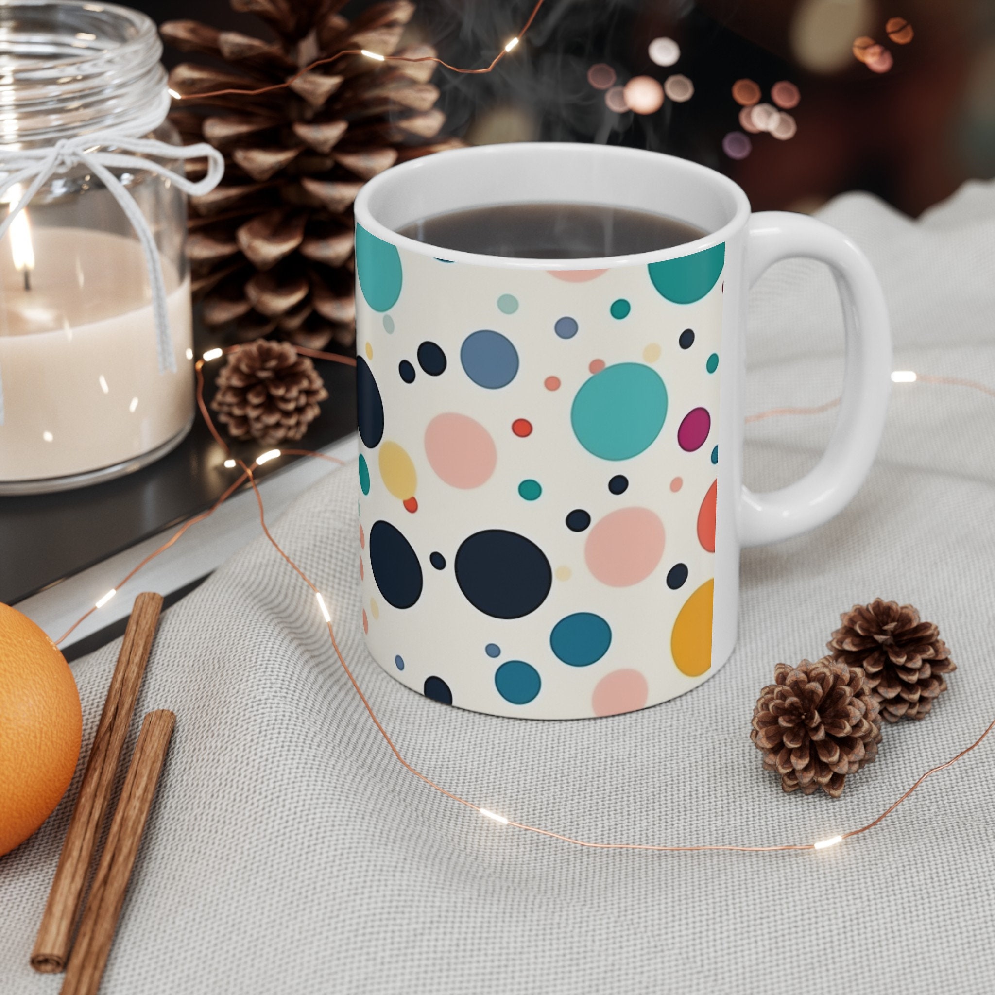 Circles Ceramic Mug Modern Circles Coffee Mug Circle Design Mug - Etsy