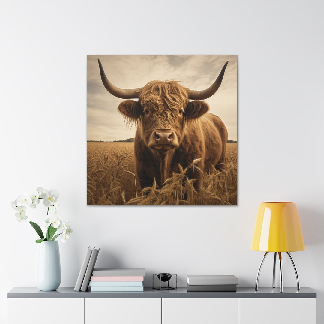 Rustic Bull Canvas Gallery Wraps Bull Wall Art Rustic Bull Canvas Wall ...
