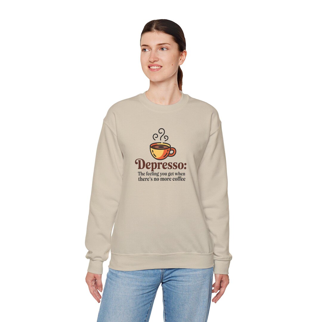 Depresso Coffee Pun Crewneck Sweatshirt | Funny Coffee Lover Gift - Etsy