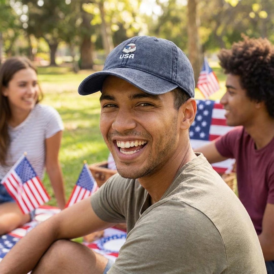 Embroidered Eagle USA Cap Patriotic Hat for July 4th Independence Day ...