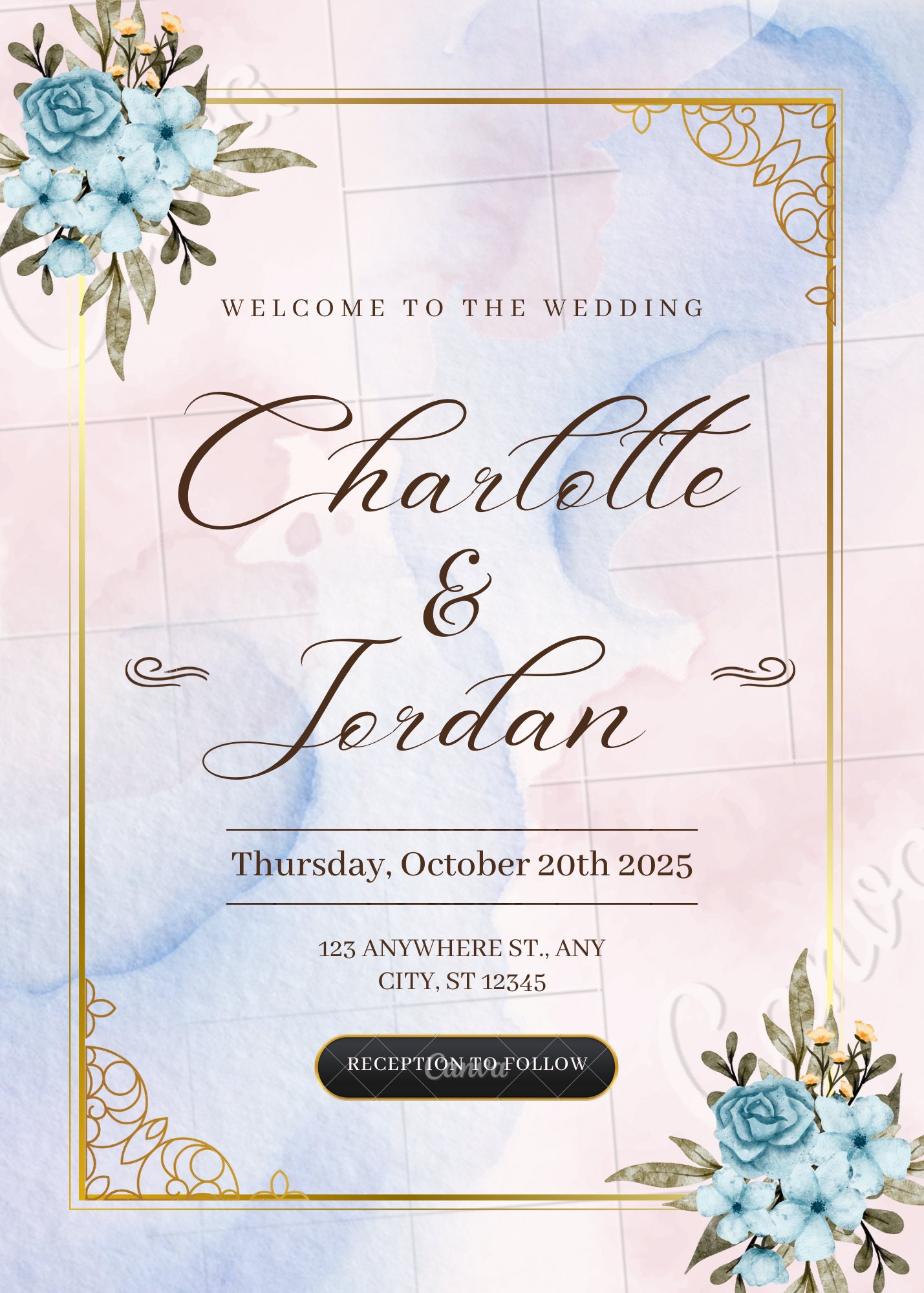 Blue Aesthetic Invitation Wedding Card - Etsy