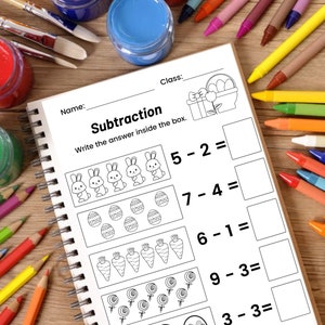 Black and White Easter Subtraction Worksheet - Etsy