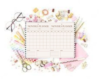 Beige Minimalist Monthly Organizer Planner - Etsy