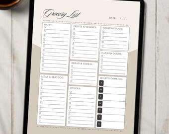Weekly Meal Planner Grocery List Modern Minimalist Printable PDF ...