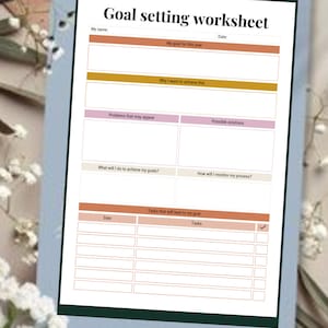 Colorful Simple Goal Setting Worksheet - Etsy