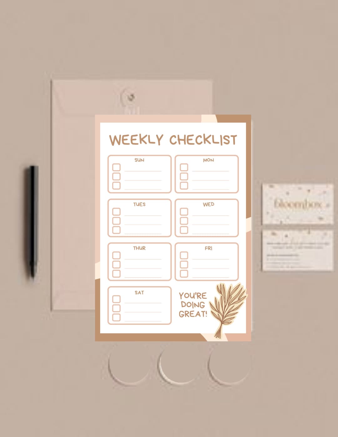 Beige Aesthetic Weekly Checklist - Etsy