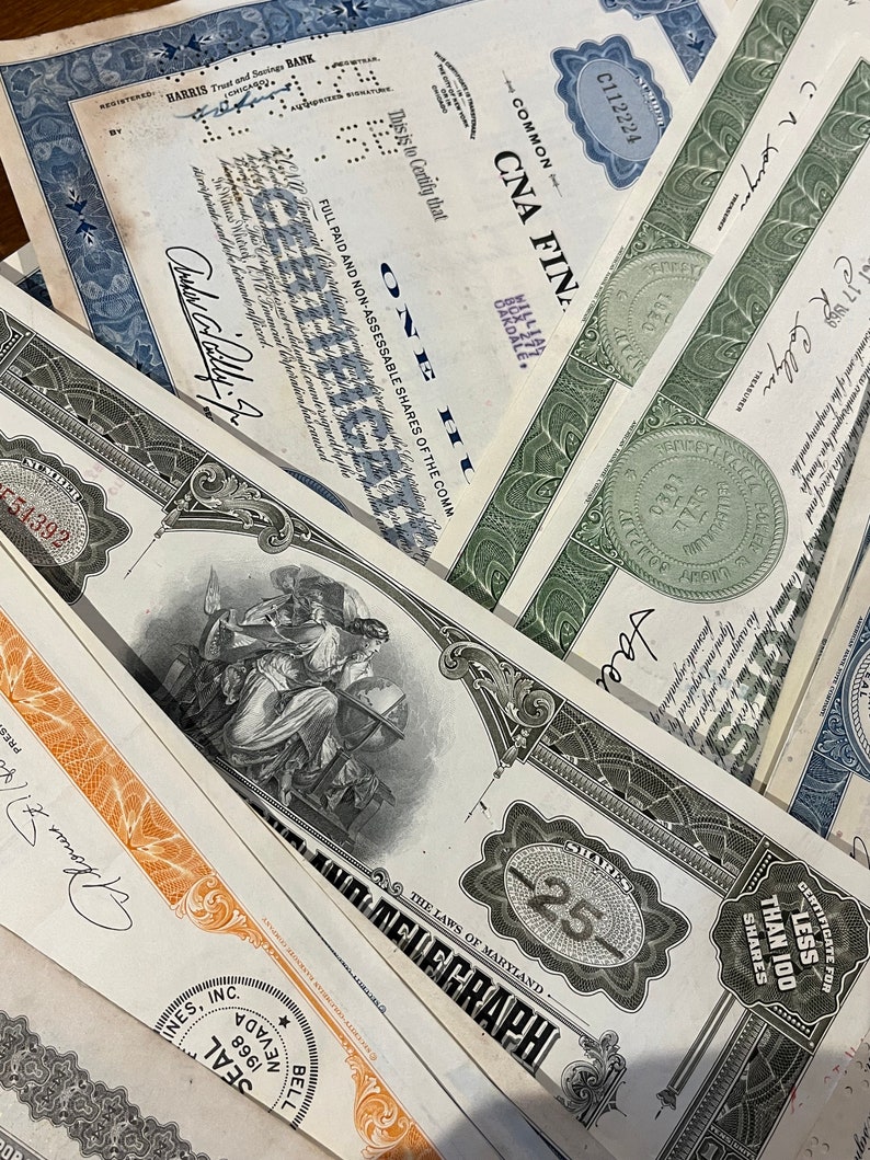 Paper Stock Certificates (each) - Etsy