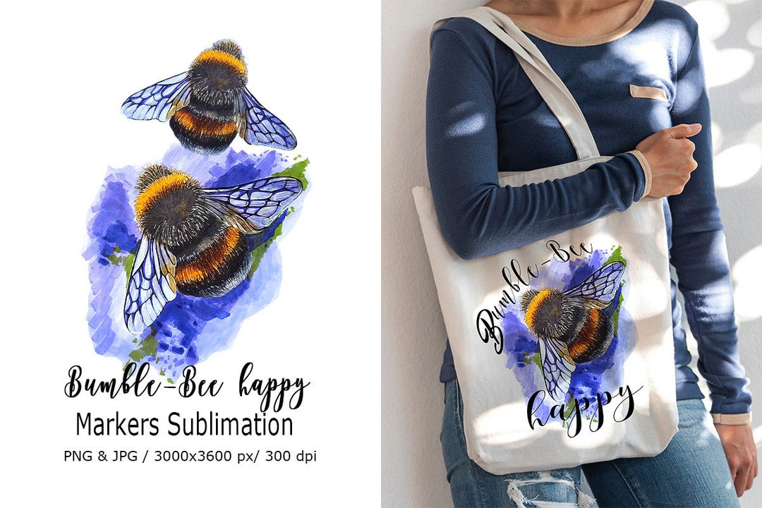 Bumble Bee Happy Sublimation, Bumblebee Png, Printable Art, Digital ...