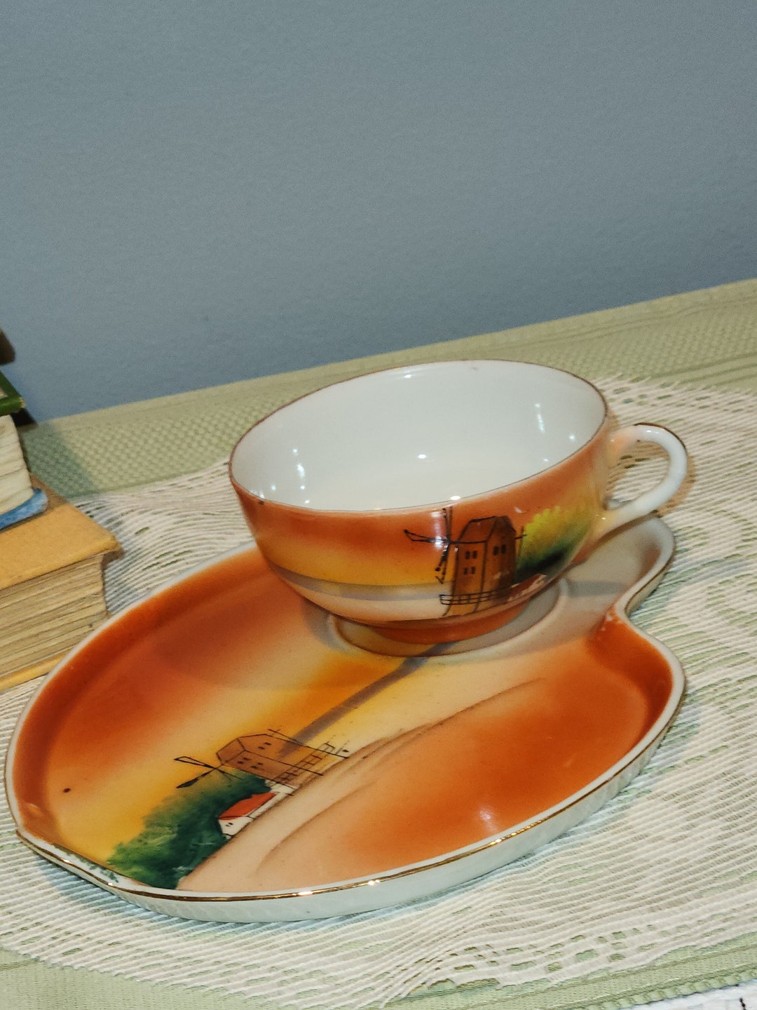 Japan Nippon Snack Set Tea Cup and Plate Handpainted Windmill Scene - Etsy