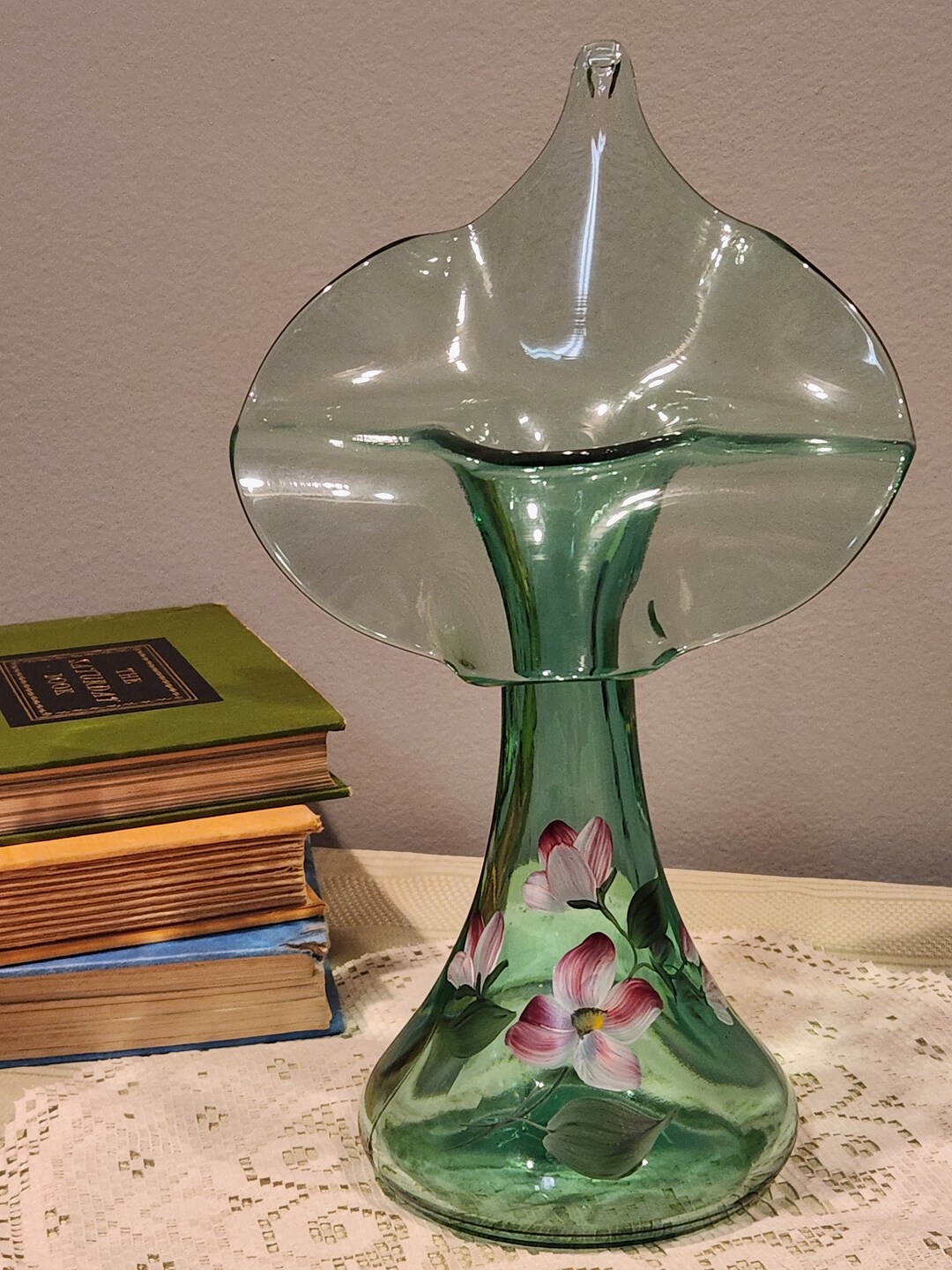 Fenton Art Glass Jack in Pulpit Vining Garden Large Flower Vase JIP Sea ...