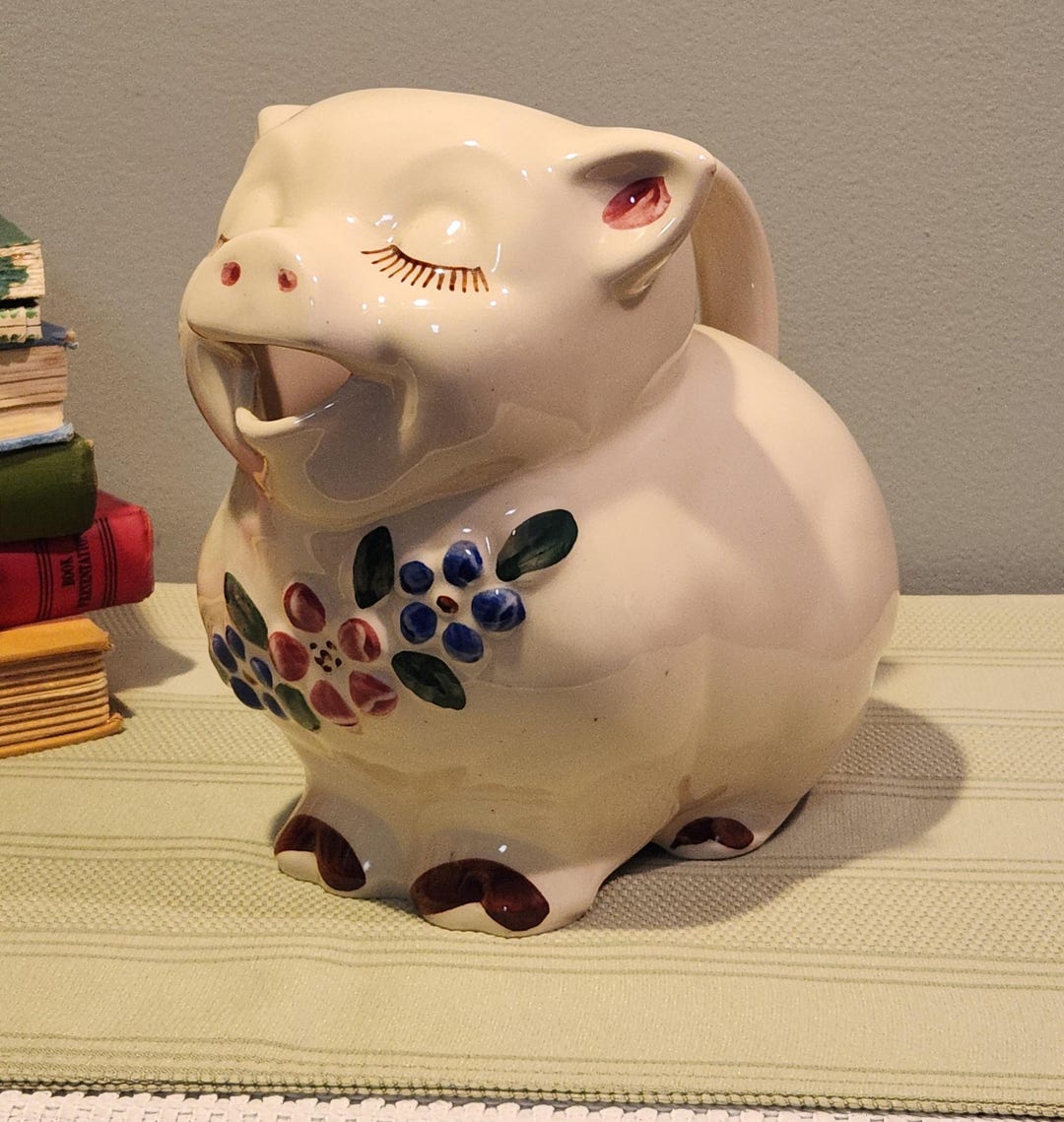 Shawnee Pottery Pitcher Smiley Pig 2 1940s Figural Art Figural Ceramic ...