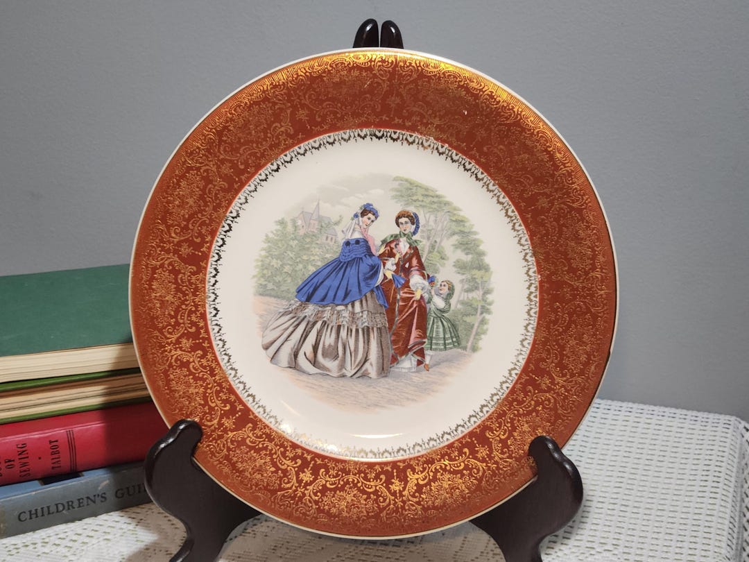 Salem England Porcelain Collector Plate Godey Fashion 23K 1940s for ...