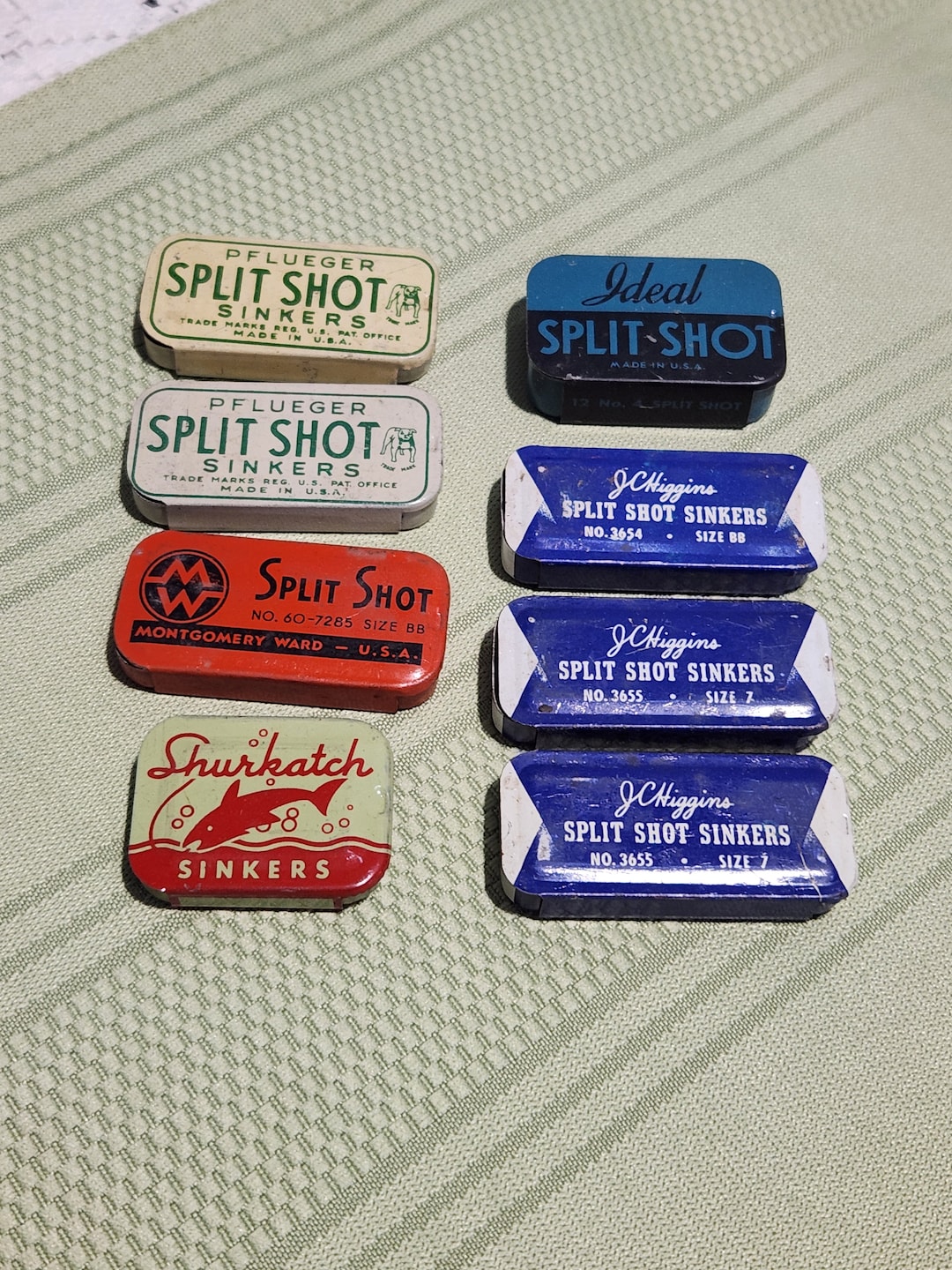 Vintage Fishing Sinkers Split Shot Pfeger, Skorkatch, Ideal Collector Tins With Sinkers 1940s ...