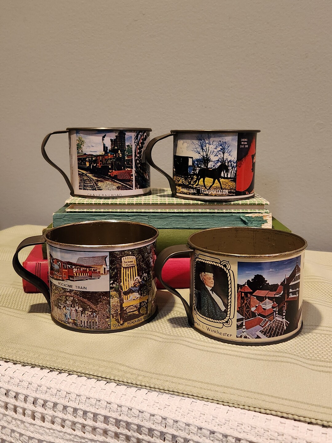 Vintage Tin Cup Souvenir Set of 4 Indiana Ohio Collector Cups - Etsy