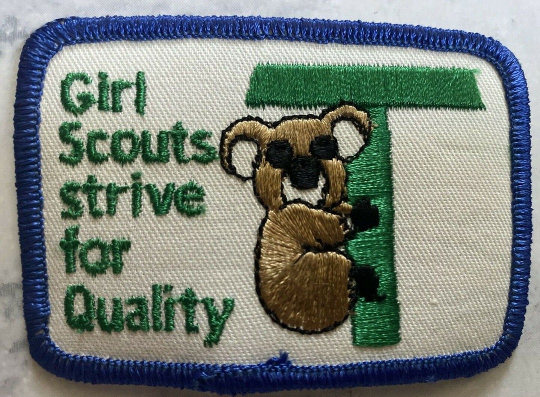Girl Scouts Strive for Quality Koala Hugging T Patch Blue Border 2-14x3 ...