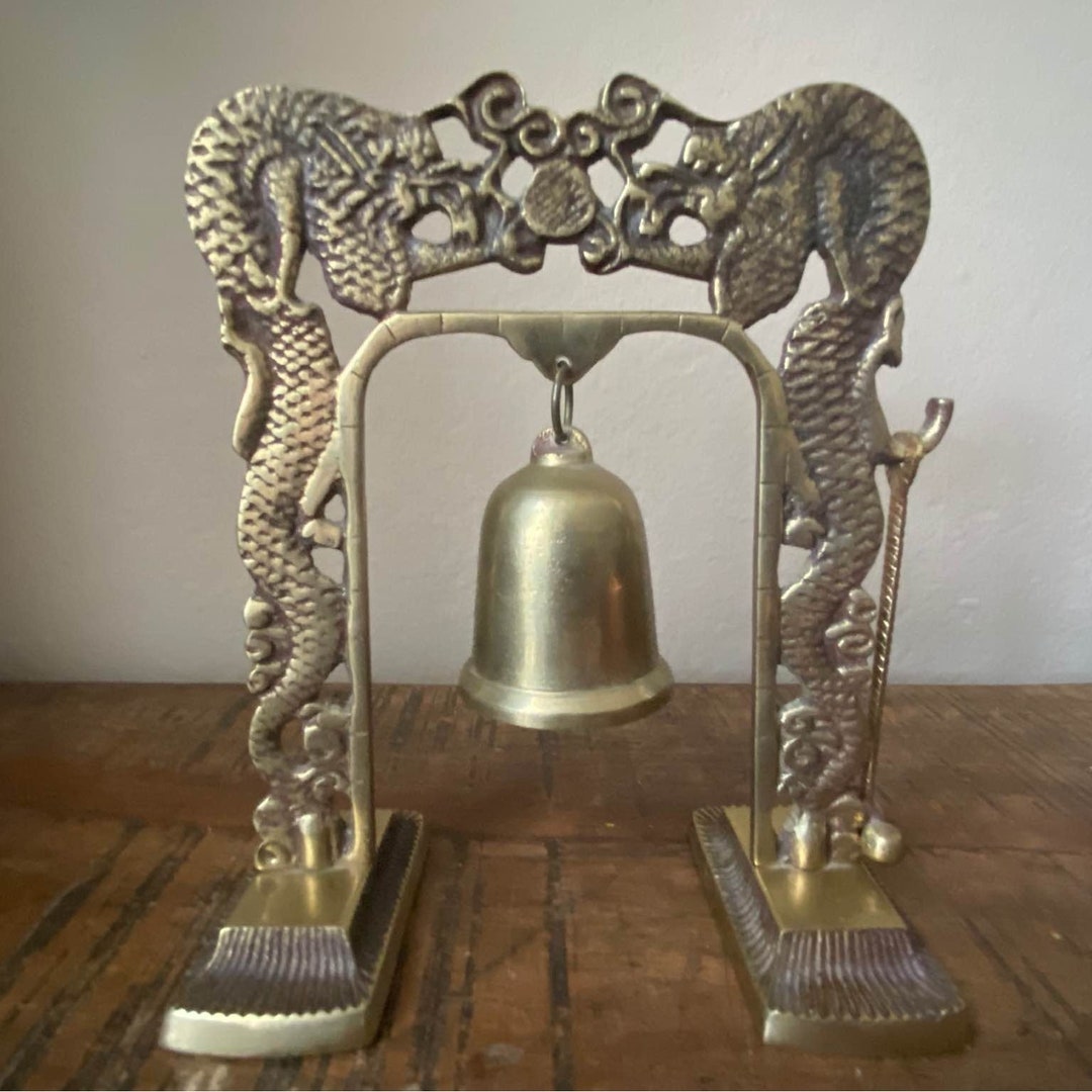 Vintage 7 Inch Chinese Brass Bell on Ornate Dragon Arch With Mallet - Etsy