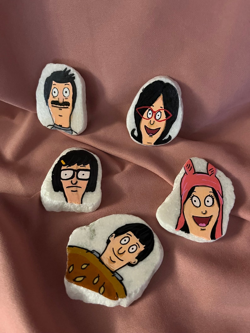 Bobs Burgers Inspired Hand Painted Rocks. Set of 5. Fan Art Fan Fun - Etsy