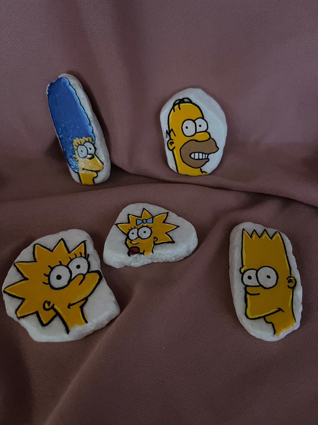 Simpsons Inspired Hand Painted Rocks. Set of 5. Fan Art Fan Fun - Etsy