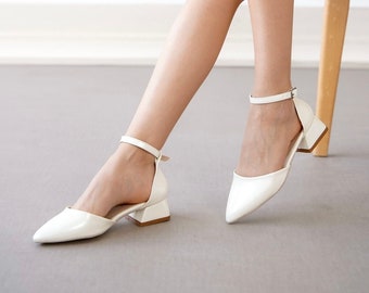 Ivory Wedding Heels, Bridal Shoes, Ivory Pointed Toe Pumps, Ivory Low ...